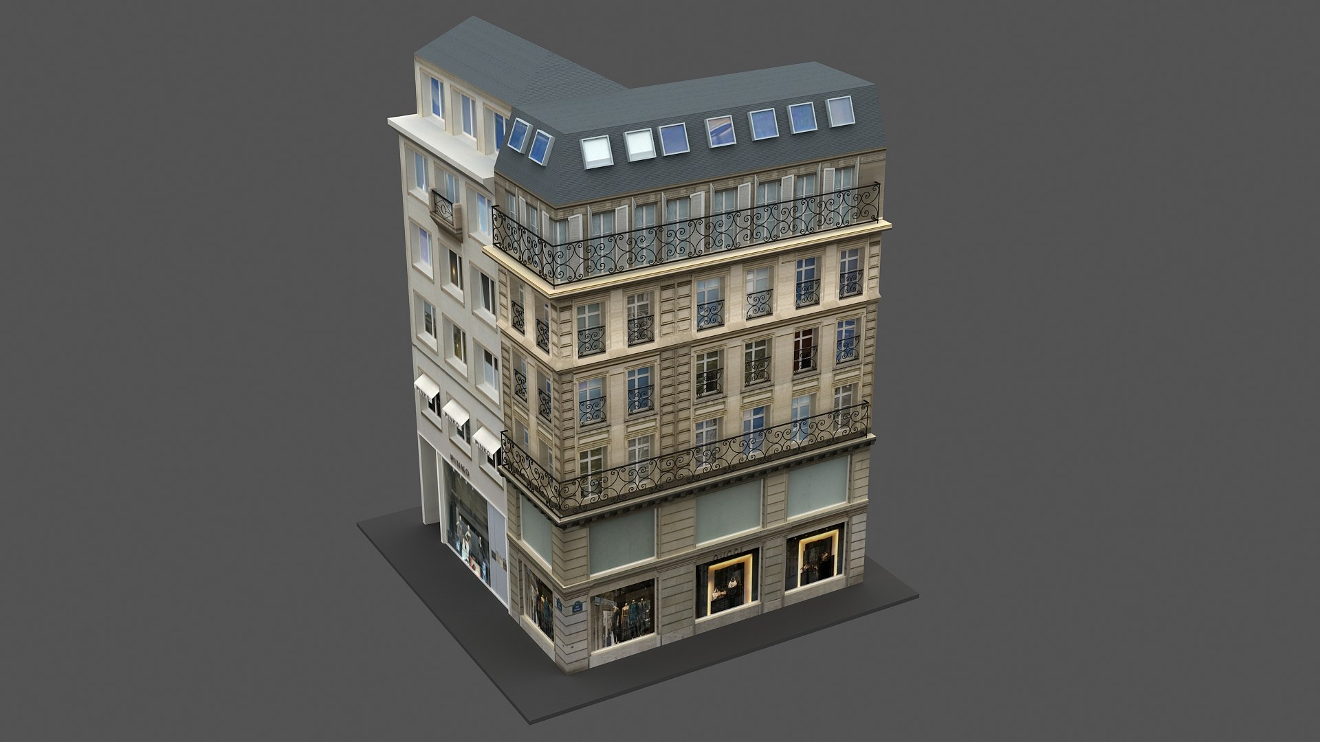 Typical Parisian Corner Building 03 3D Model - TurboSquid 1717165