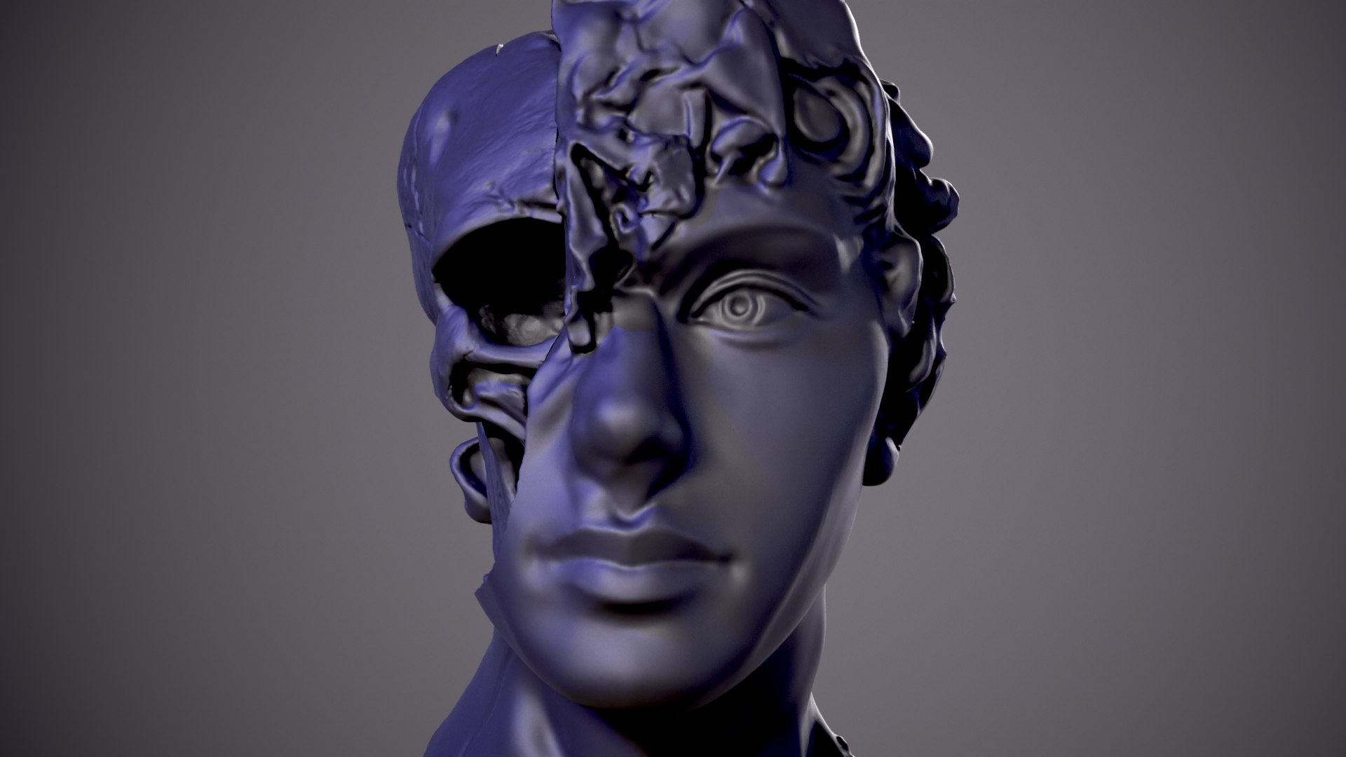 3D Half Head Half Skull 3D Model - TurboSquid 2170492