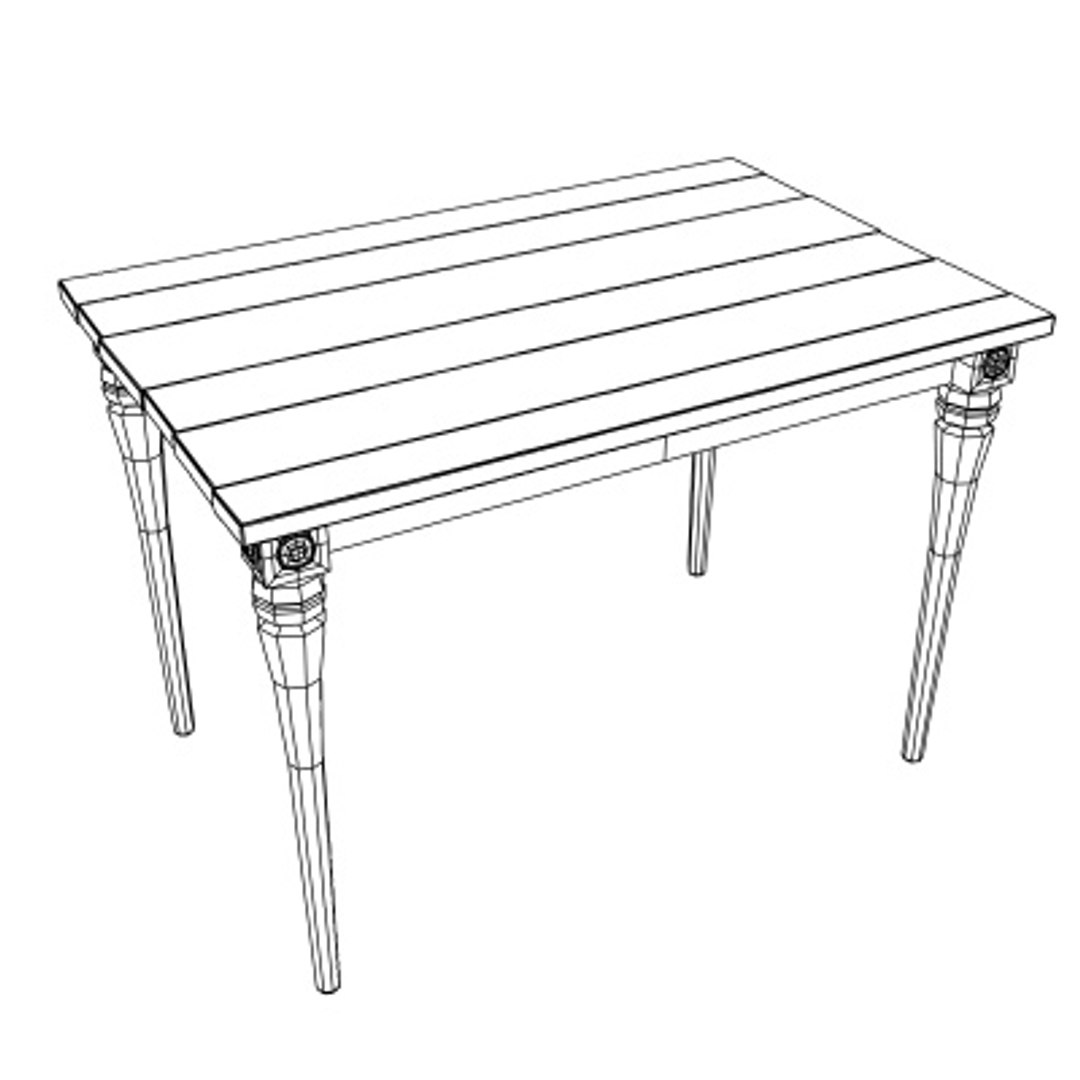 Realistic Wooden Table Desk Max