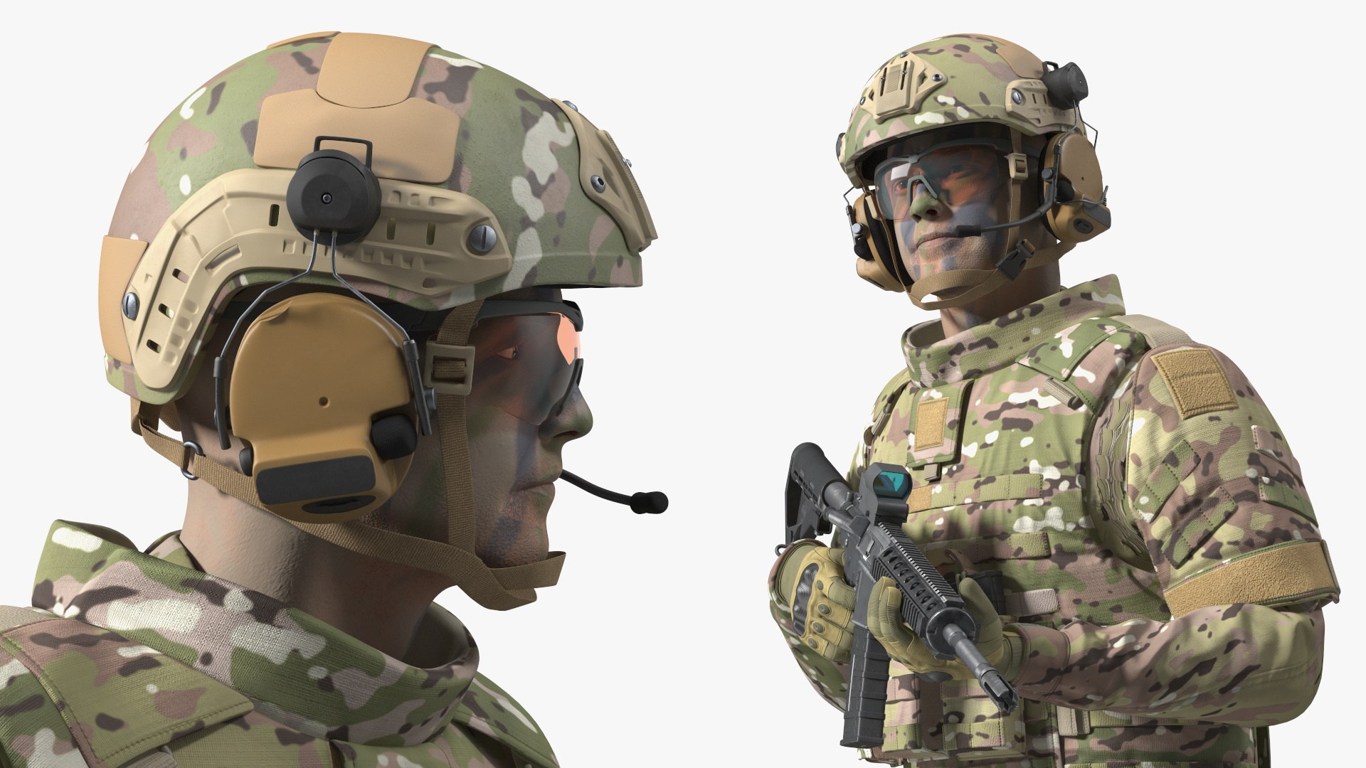 3D Fully Equipped Military Soldier In Green Camo Walking Model ...