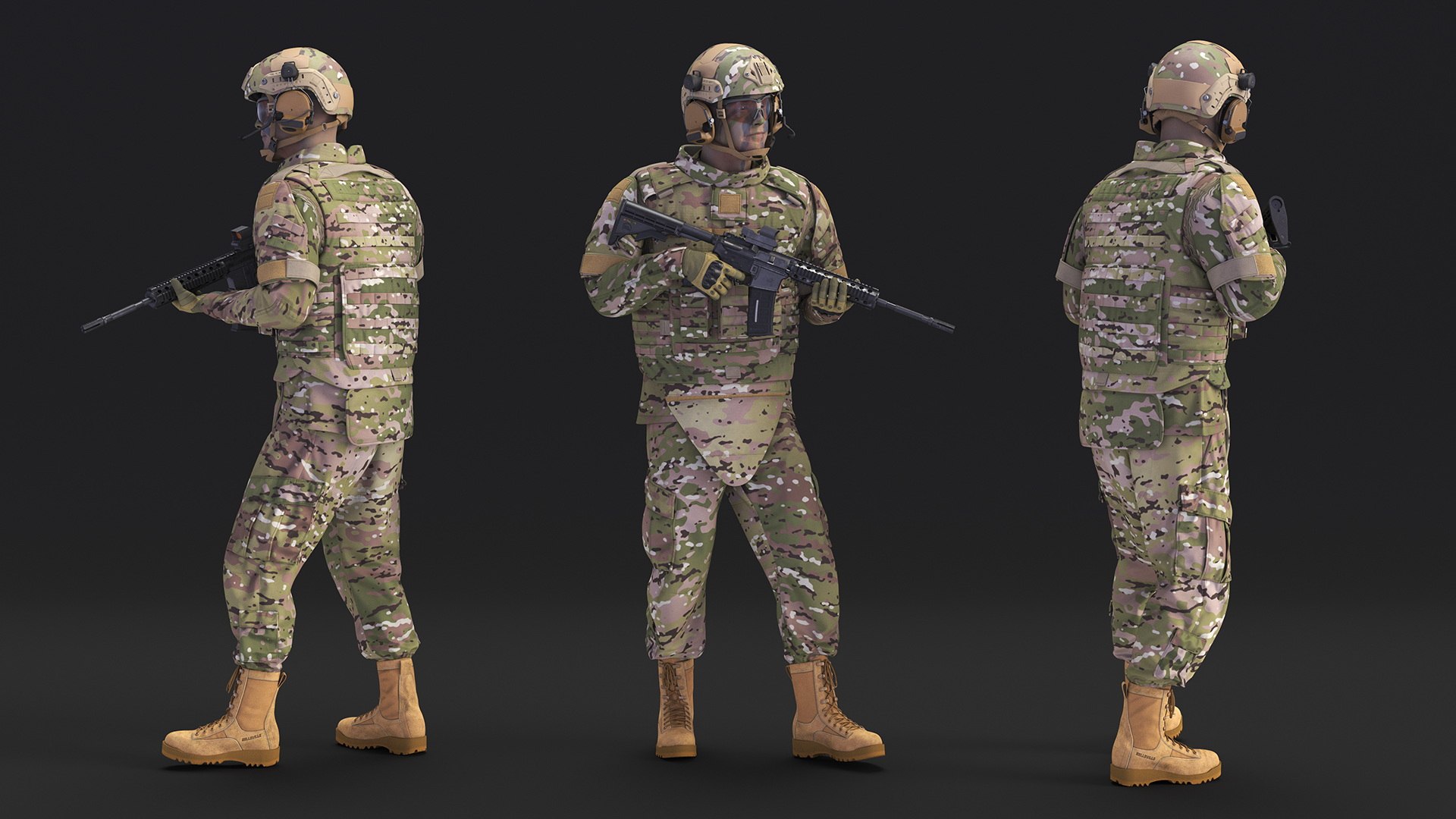 3D Fully Equipped Military Soldier In Green Camo Walking Model ...