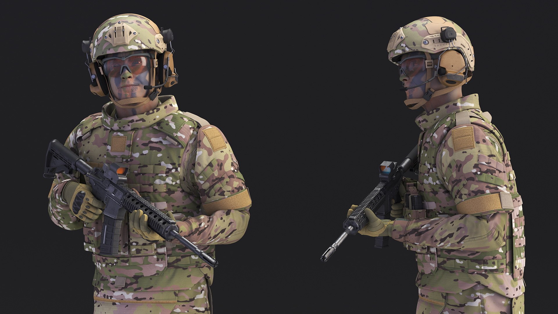3D Fully Equipped Military Soldier In Green Camo Walking Model ...