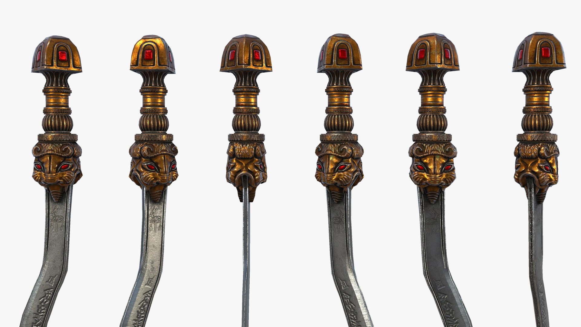 3D Fantasy Sword RPG Assyrian Sappara Sickle Sword Curved Blade Kopesh ...