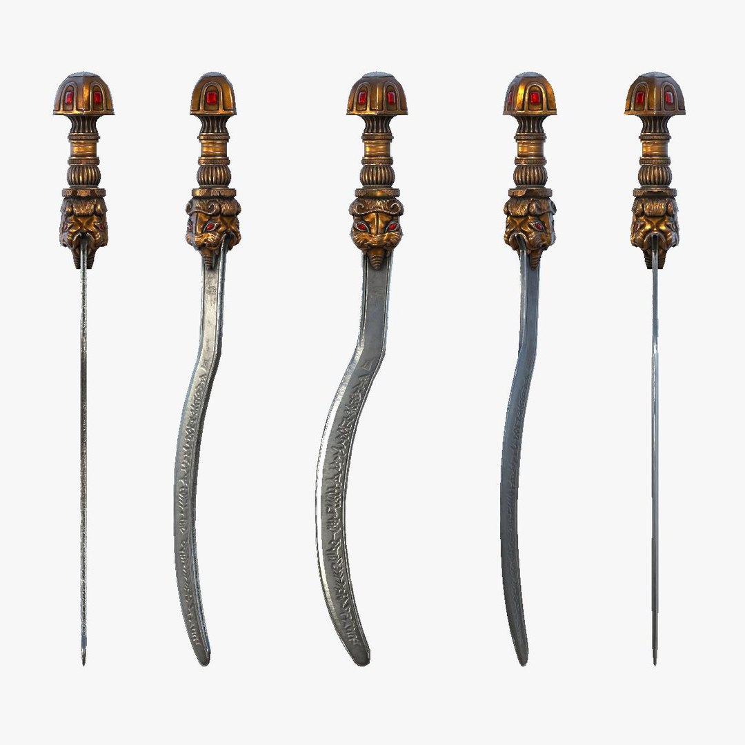 3D Fantasy Sword RPG Assyrian Sappara Sickle Sword Curved Blade Kopesh ...