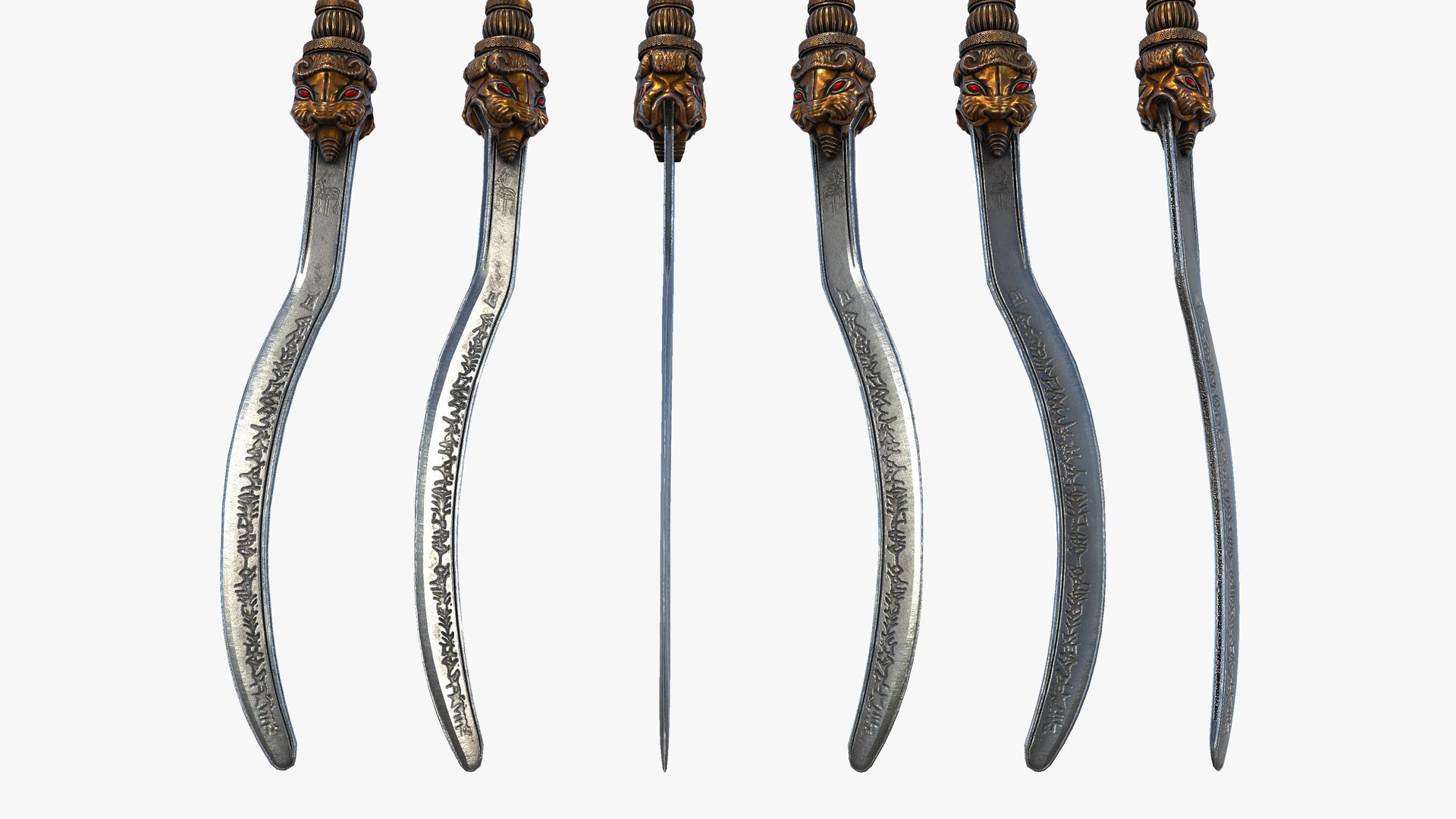 3D Fantasy Sword RPG Assyrian Sappara Sickle Sword Curved Blade Kopesh ...