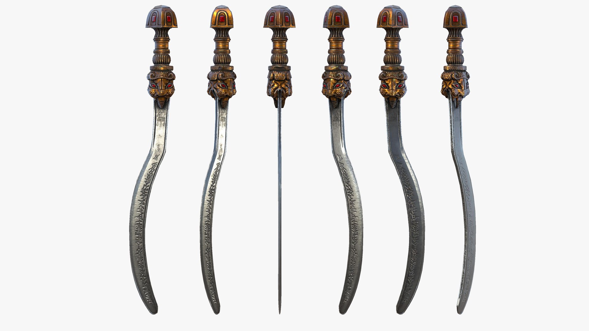 3D Fantasy Sword RPG Assyrian Sappara Sickle Sword Curved Blade Kopesh ...