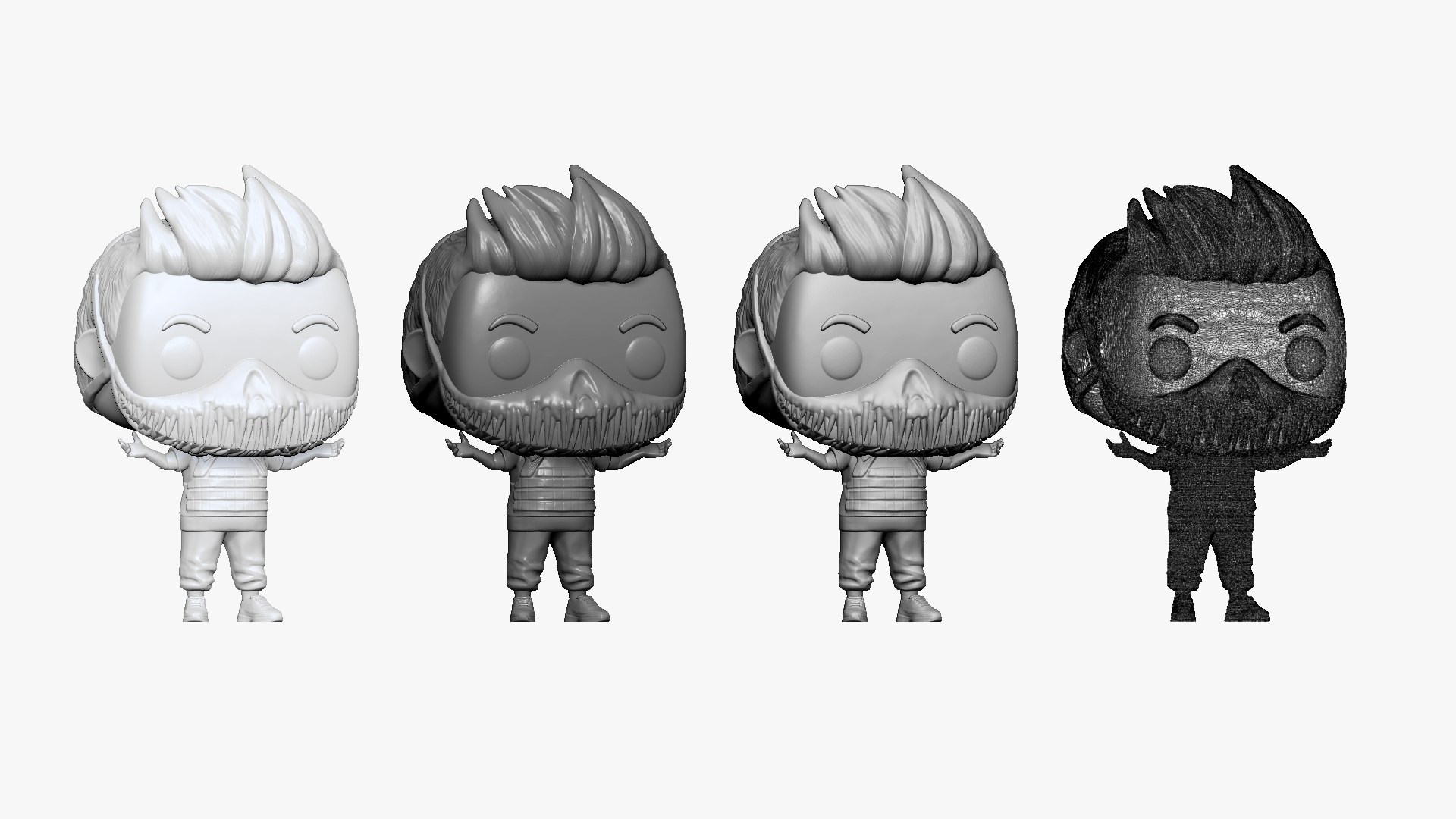 3D model 001166 big head toy in mask and armor - TurboSquid 1734490