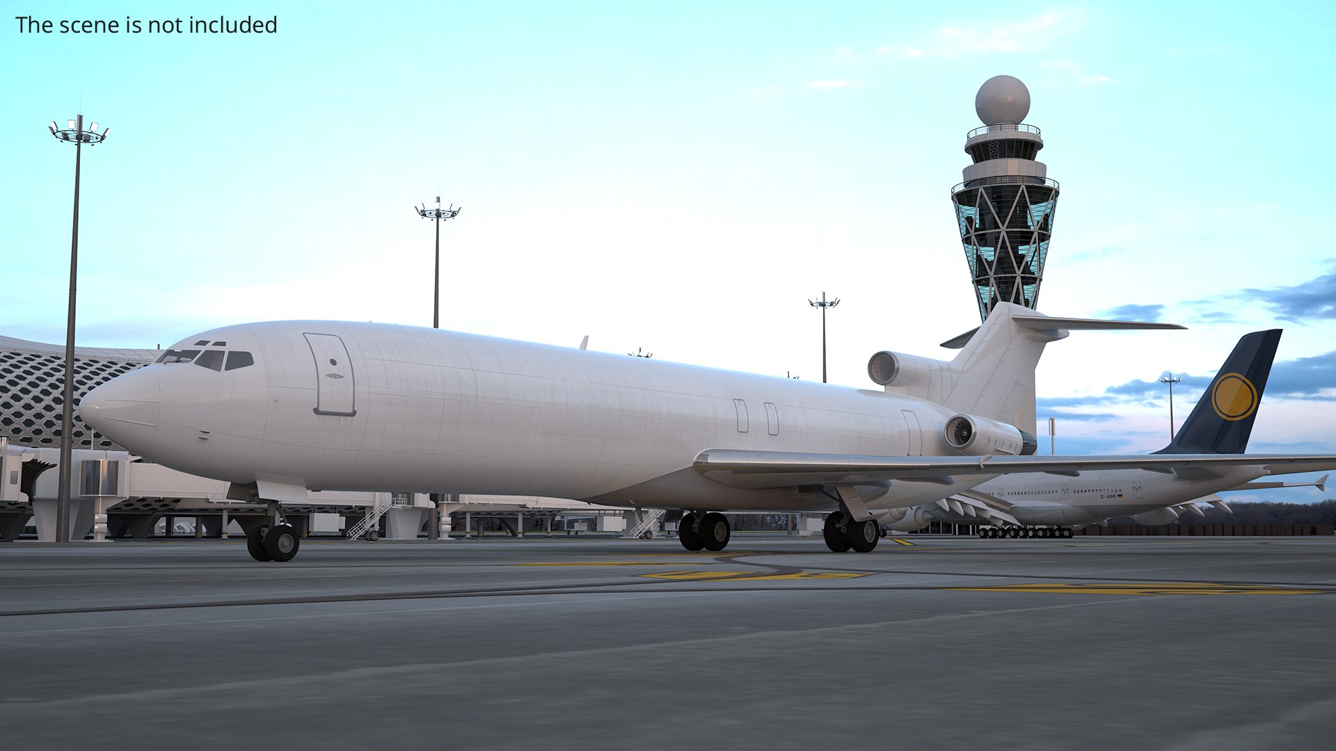 Trijet Passenger Aircraft On Gear White Rigged For Maya 3D Model ...
