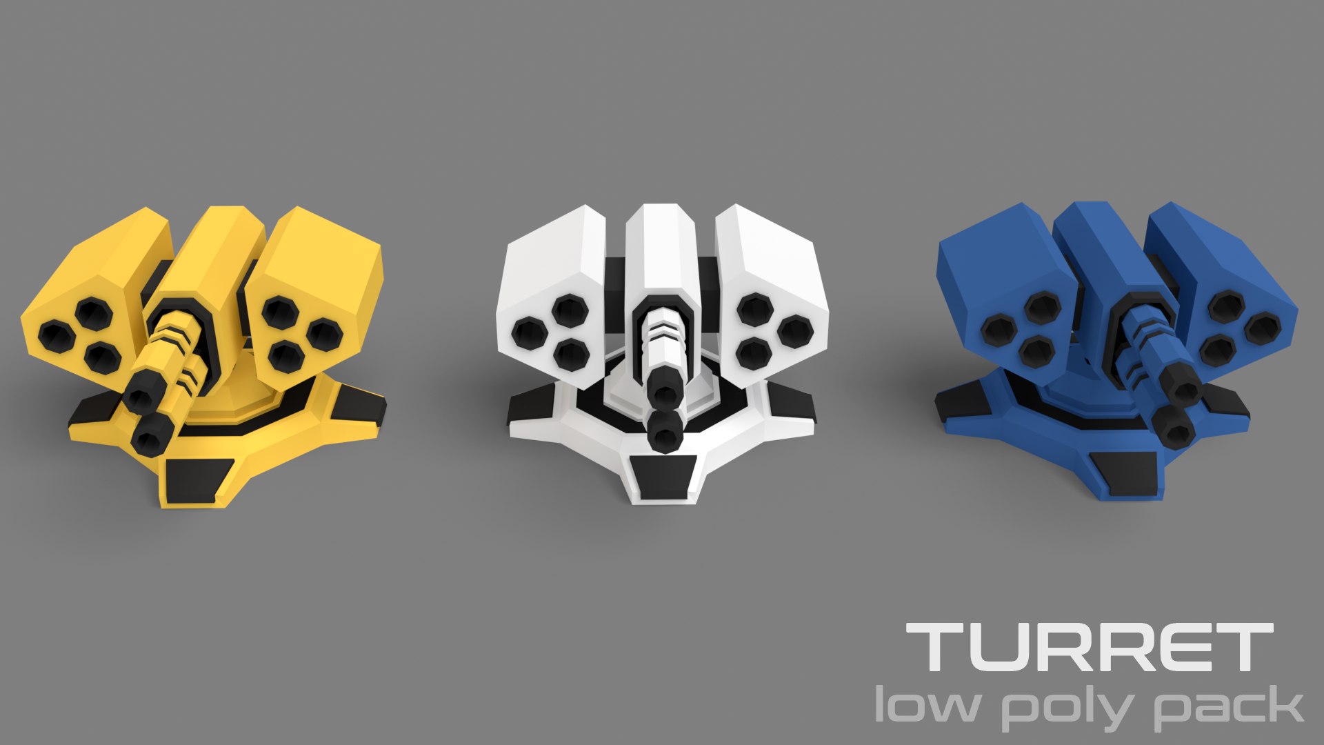 3D SCI-FI Turret Low Poly Pack - TurboSquid 1816478