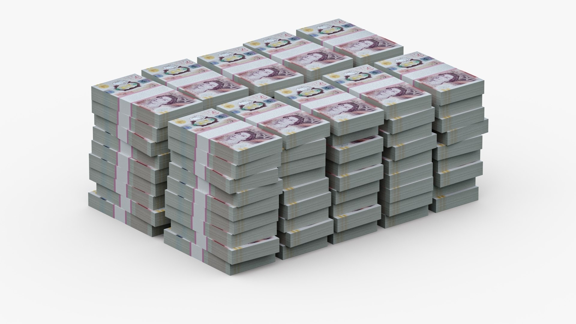 3D British Currency 50 Pounds Banknotes Stack - TurboSquid 2256226