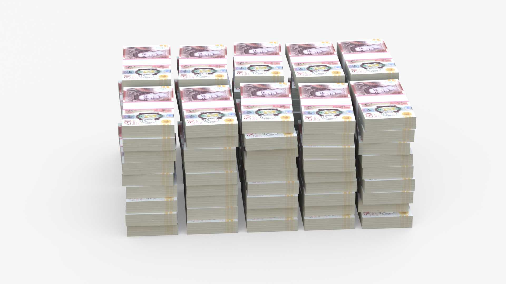 3D British Currency 50 Pounds Banknotes Stack - TurboSquid 2256226