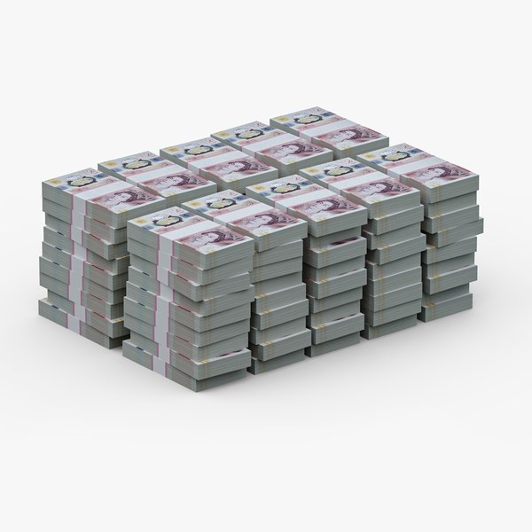 modelo 3d Pila de billetes de 50 libras en moneda británica ...
