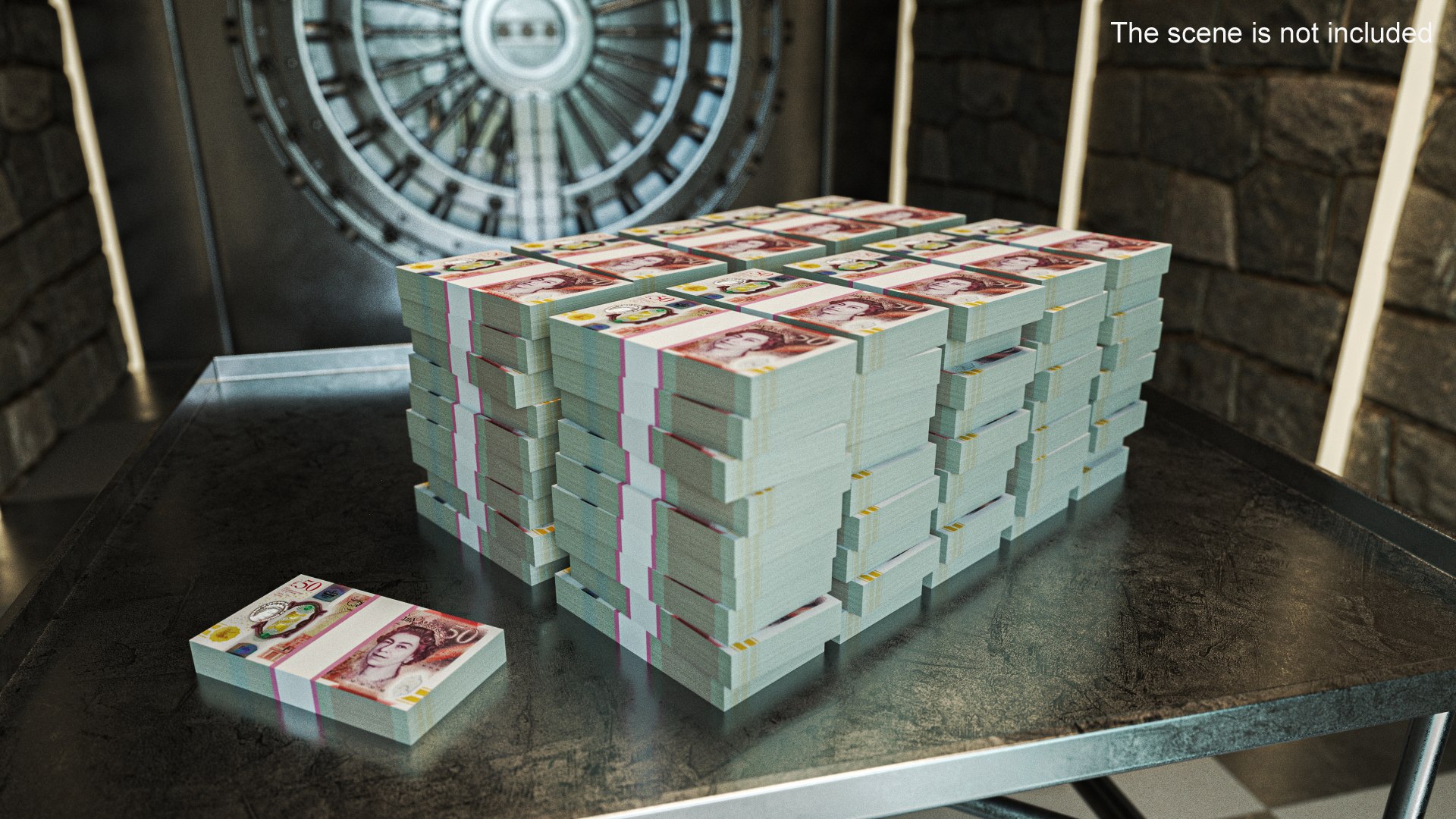 3D British Currency 50 Pounds Banknotes Stack - TurboSquid 2256226