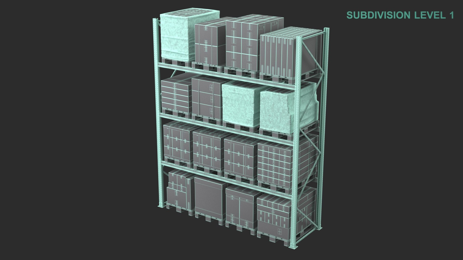 3D Warehouse Shelf With Pallets model - TurboSquid 1991550
