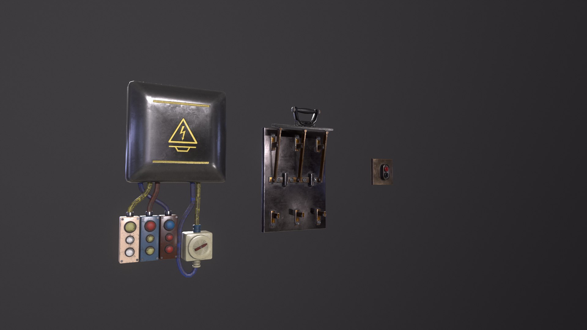 POWER SWITCHES WITH THREE LOW POLY MODELS DETAILED 3D Model ...
