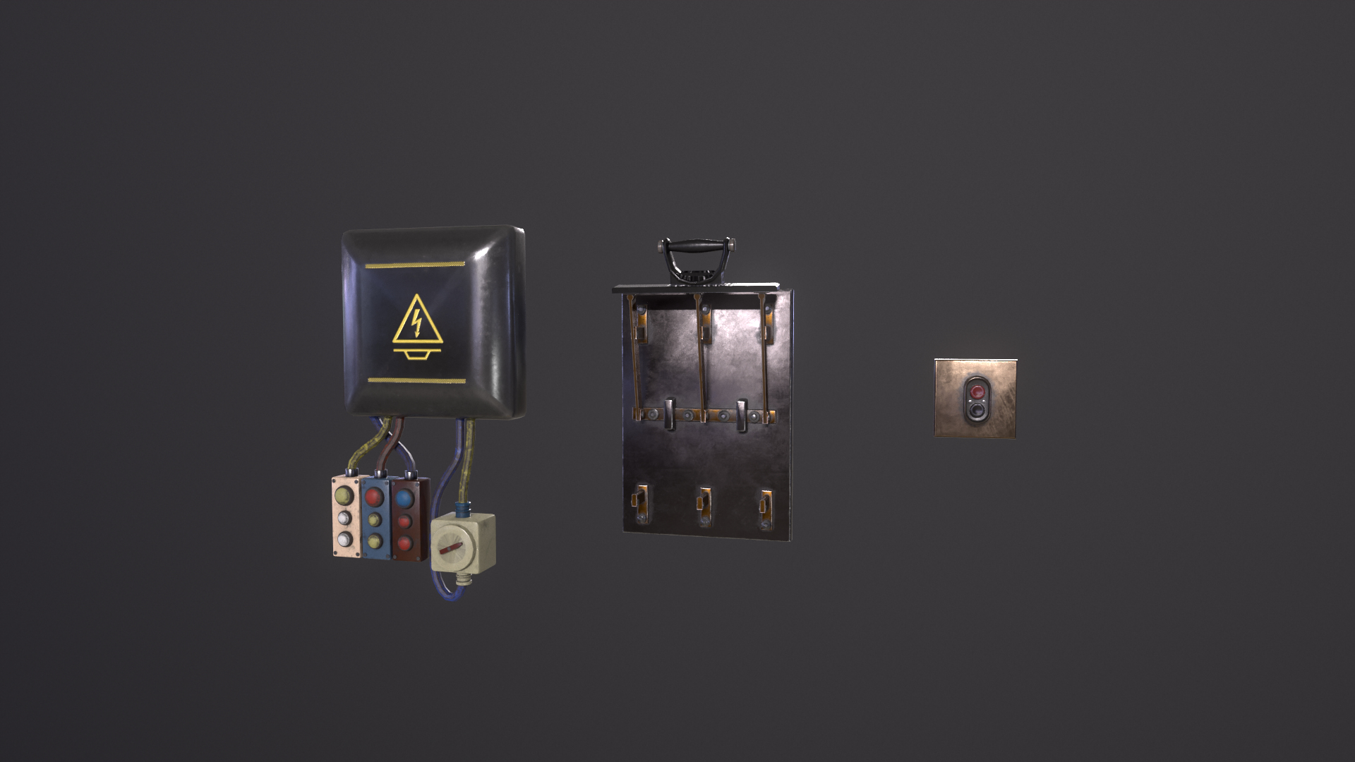 POWER SWITCHES WITH THREE LOW POLY MODELS DETAILED 3D Model ...