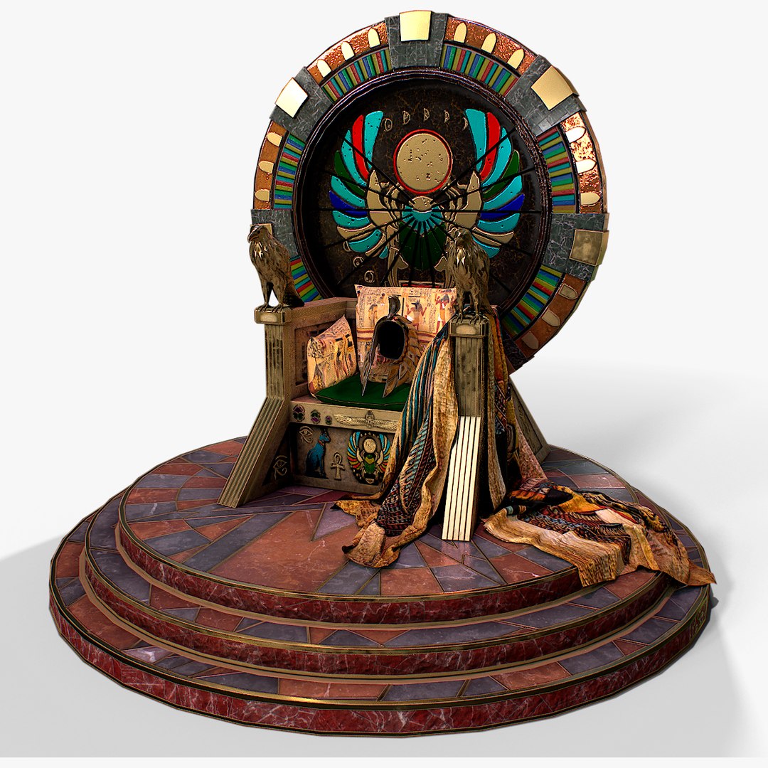 3D Egyptian throne with accessories model - TurboSquid 2167602