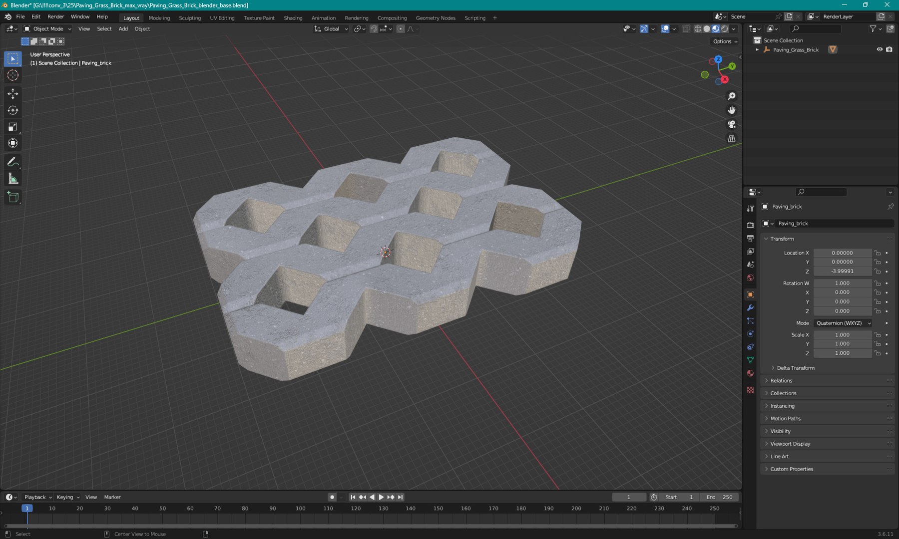 3D Paving Grass Brick - TurboSquid 2352003