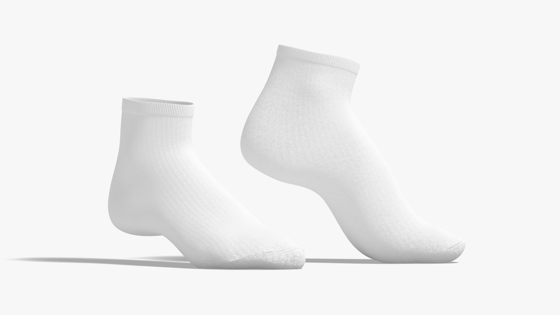 3d White Ankle Socks Stand On Tiptoe Fabric Sox Pair Turbosquid 1969687