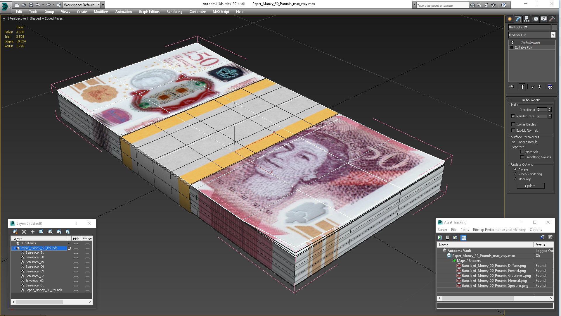 Paper Money 50 Pounds 3D - TurboSquid 2148552