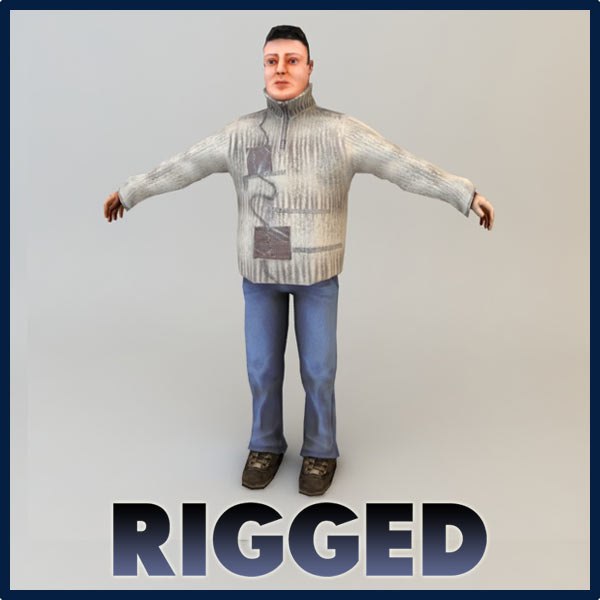 3d max civilian character rigged -man-