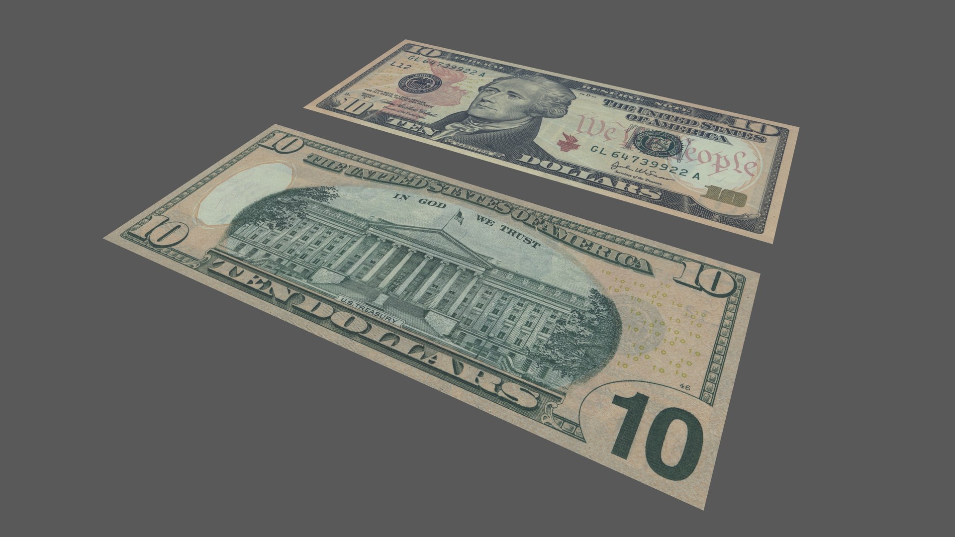 3D Money Ten Dollar With Pbr 4K 8K Model - TurboSquid 1733533