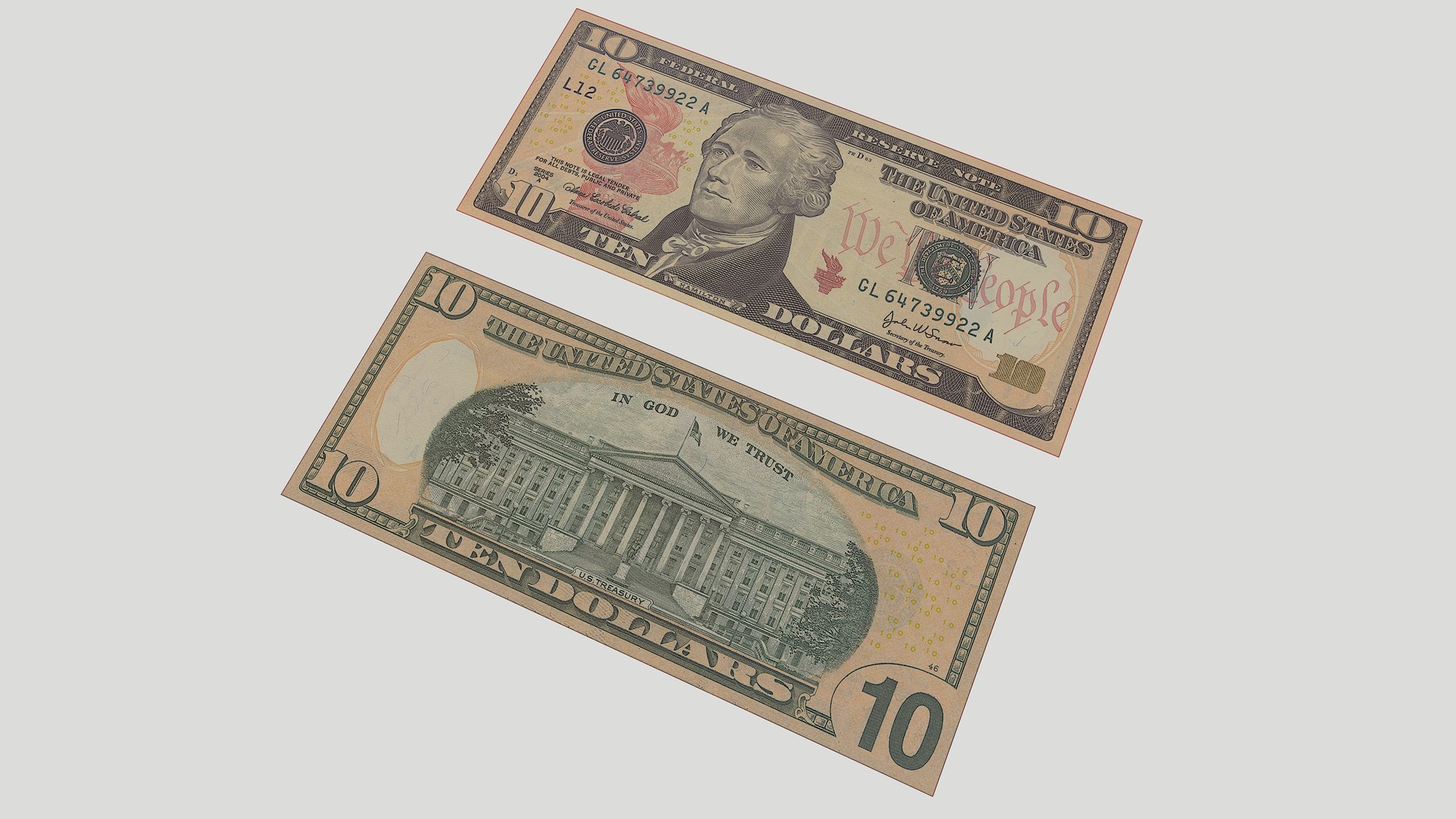 3D Money Ten Dollar With Pbr 4K 8K Model - TurboSquid 1733533