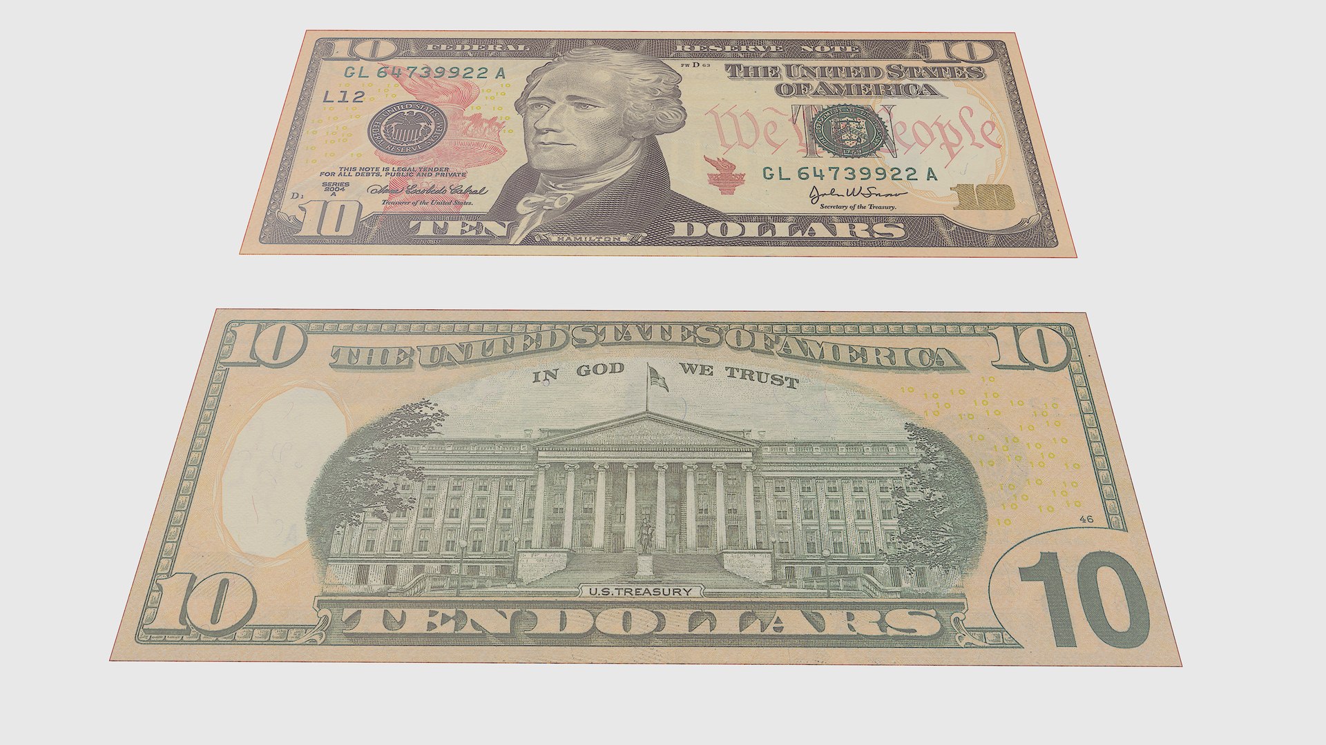 3D Money Ten Dollar With Pbr 4K 8K Model - TurboSquid 1733533