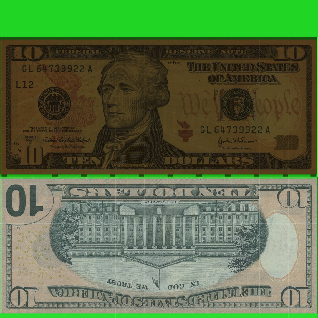 3D Money Ten Dollar With Pbr 4K 8K Model - TurboSquid 1733533