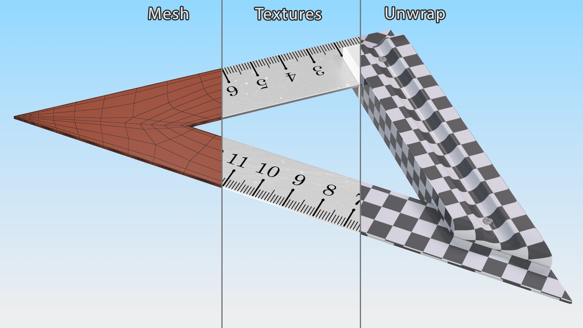 Metal Triangle Ruler 3D Model - TurboSquid 2115384