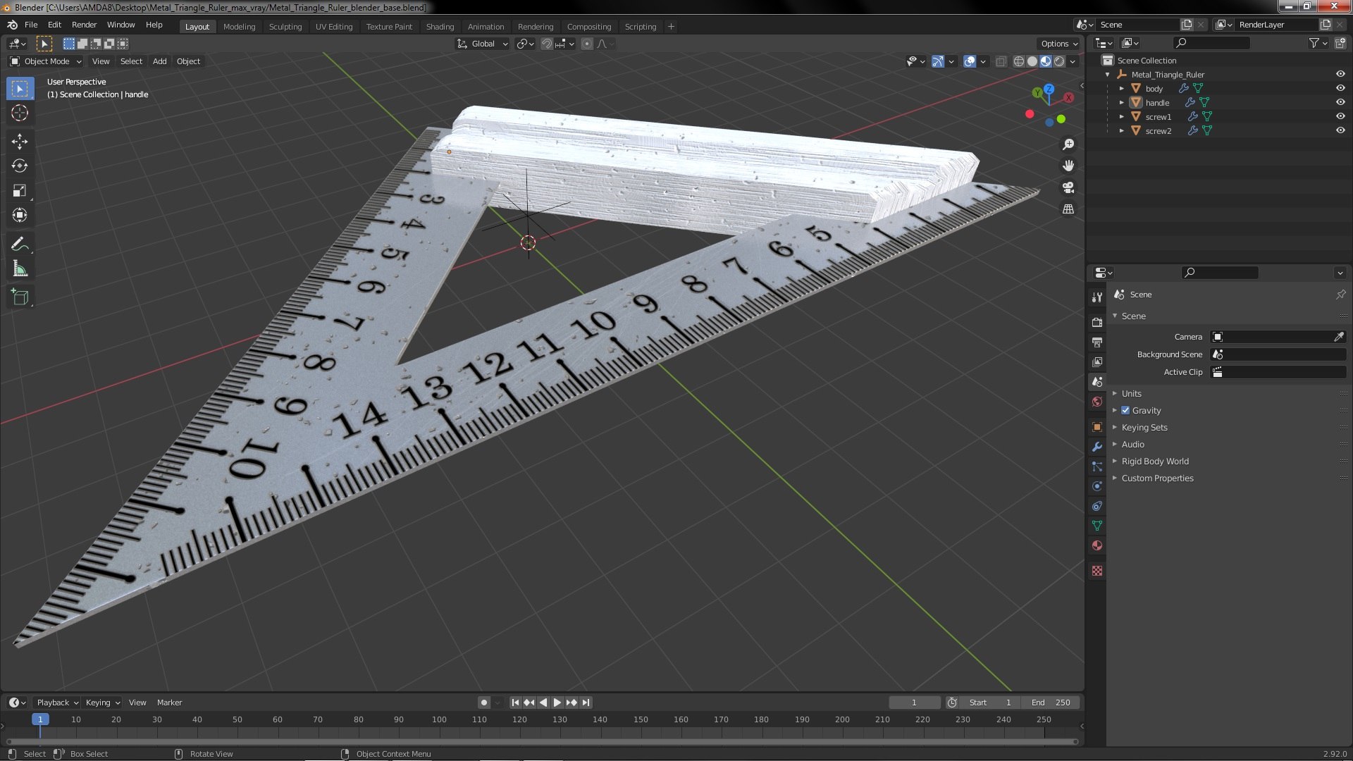 Metal Triangle Ruler 3D Model - TurboSquid 2115384