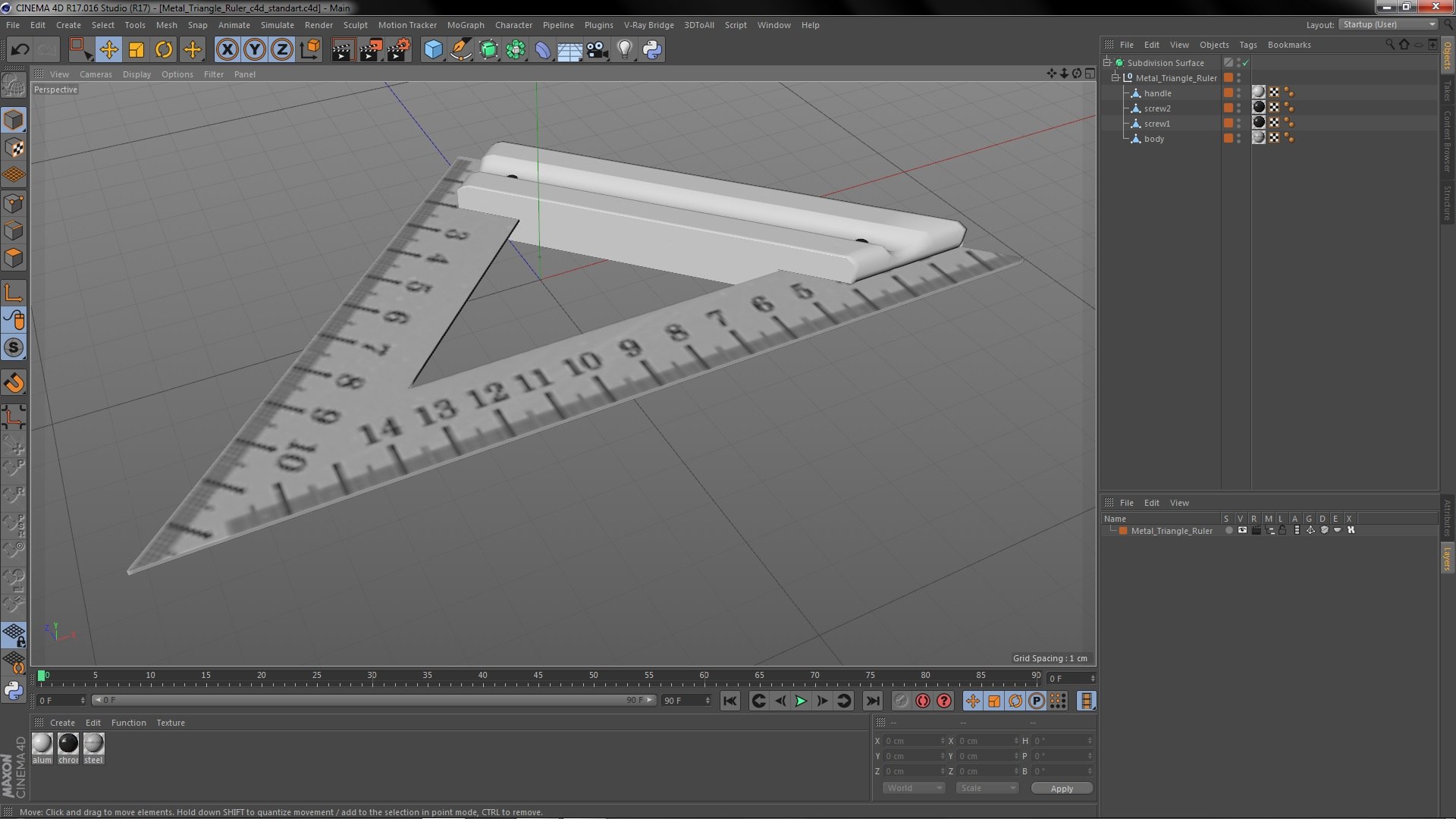 Metal Triangle Ruler 3D Model - TurboSquid 2115384
