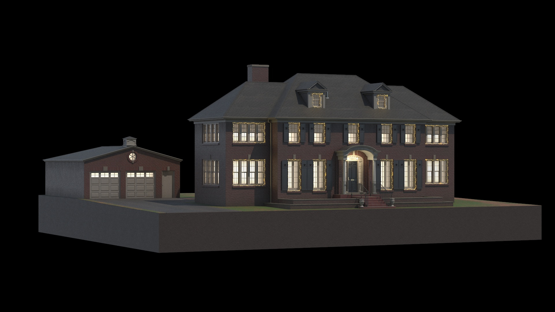 Home Alone House Exterior With Garland 3D Model - TurboSquid 2388672