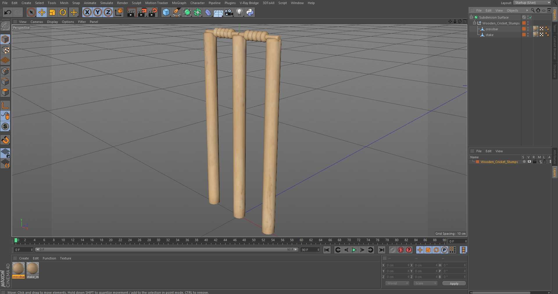 3D Wooden Cricket Stumps - TurboSquid 2170107