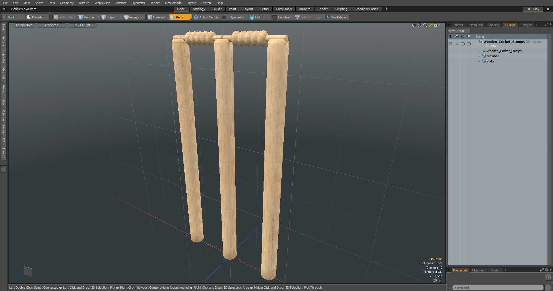 3D Wooden Cricket Stumps - TurboSquid 2170107