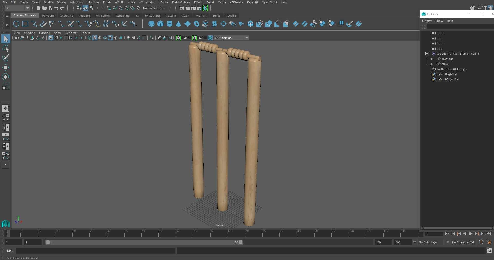 3D Wooden Cricket Stumps - TurboSquid 2170107