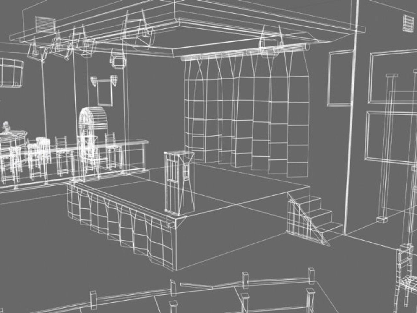 Nightclub Pub Dancehall 3d Model