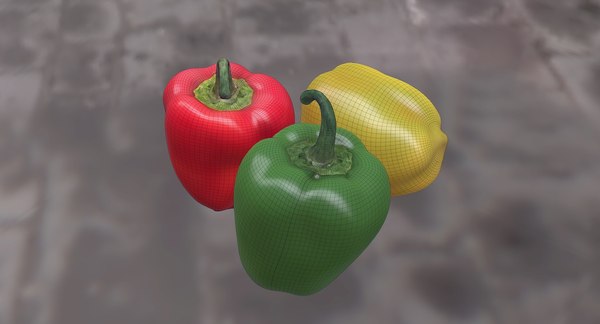 3d model bell pepper pack polys