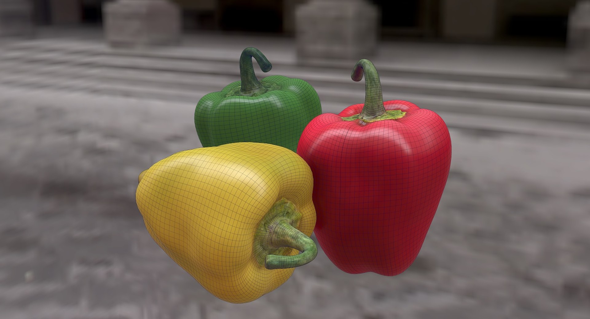3d Model Bell Pepper Pack Polys