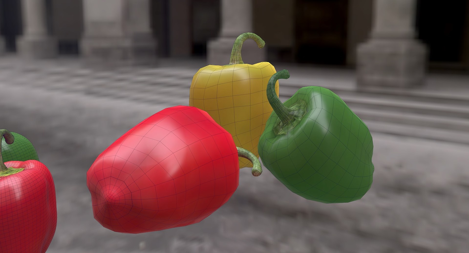 3d Model Bell Pepper Pack Polys