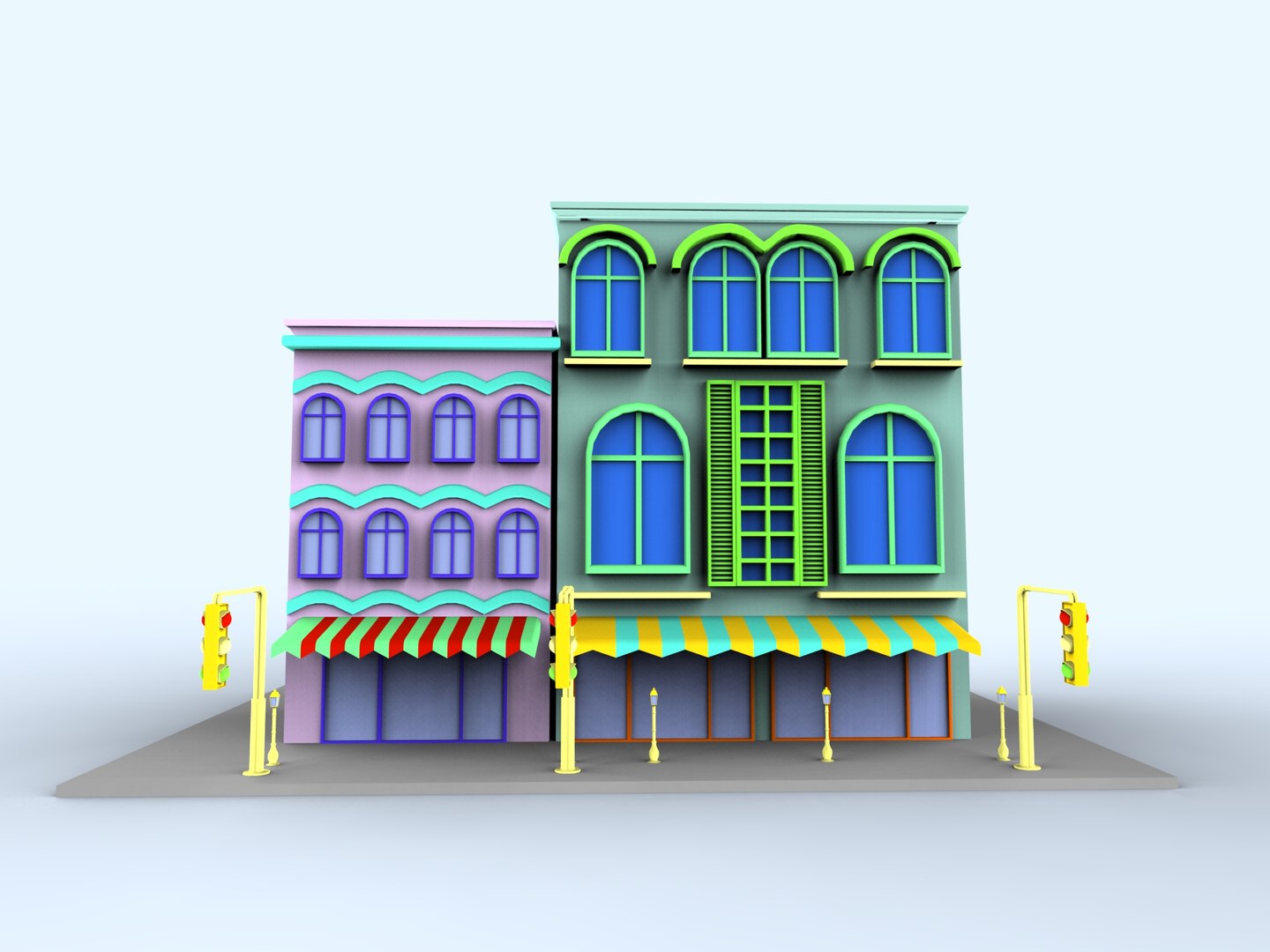 3d colorfull cartoon building