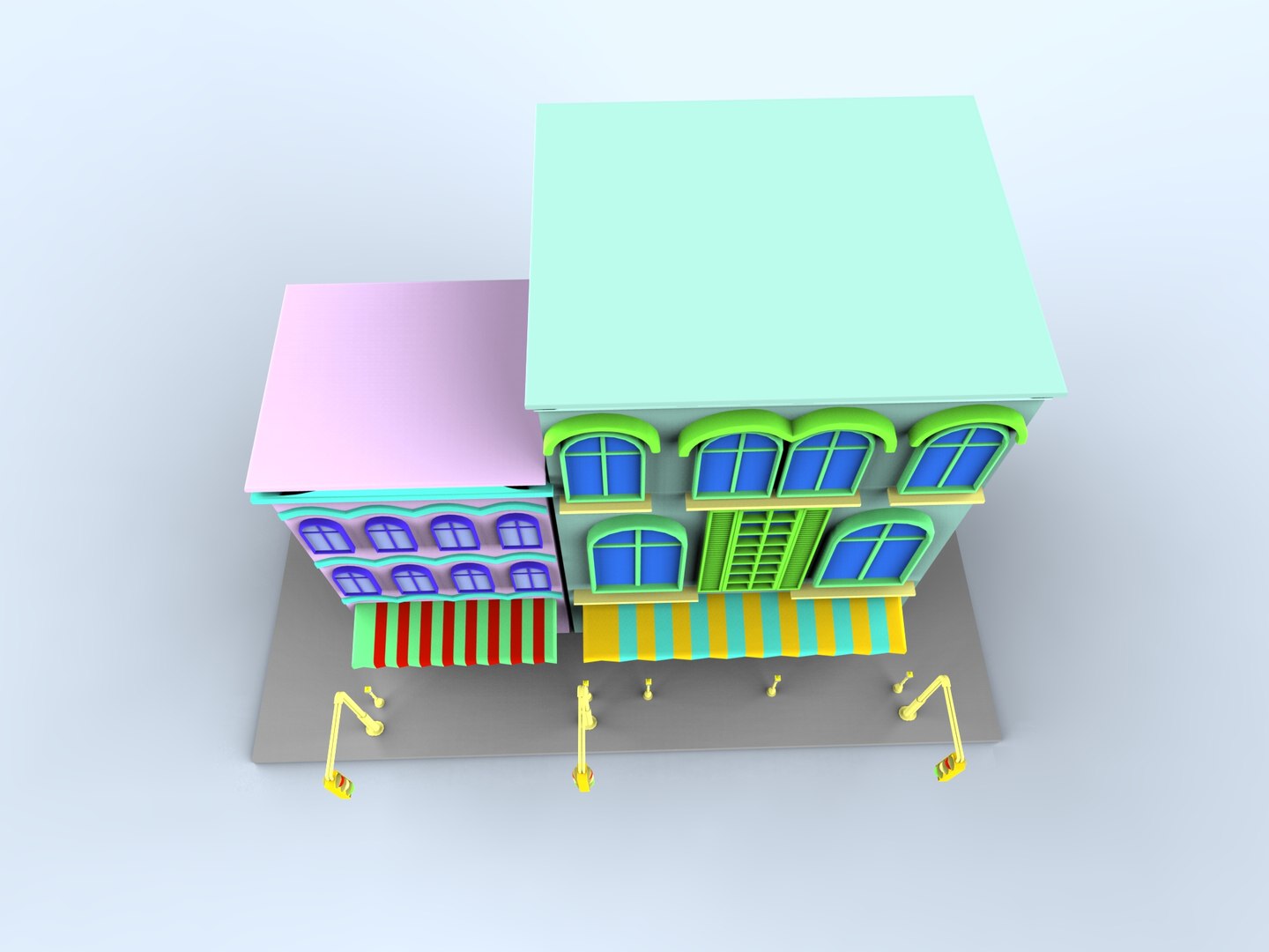 3d colorfull cartoon building