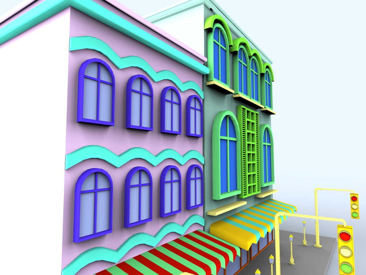 3d colorfull cartoon building