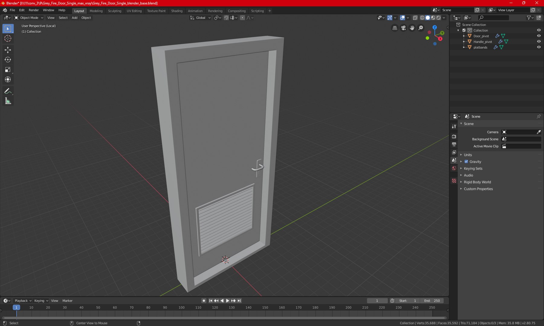Grey Fire Door Single 3D Model - TurboSquid 2054545