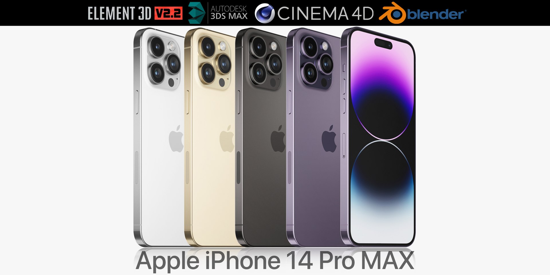 Apple IPhone 14 Pro MAX All Colors 3D Model - TurboSquid 1986338