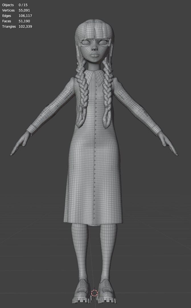Stylized Character Wednesday Addams Low-poly V2 3D - TurboSquid 2020067