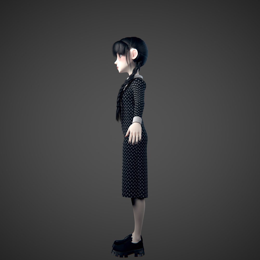 Stylized Character Wednesday Addams Low-poly V2 3D - TurboSquid 2020067