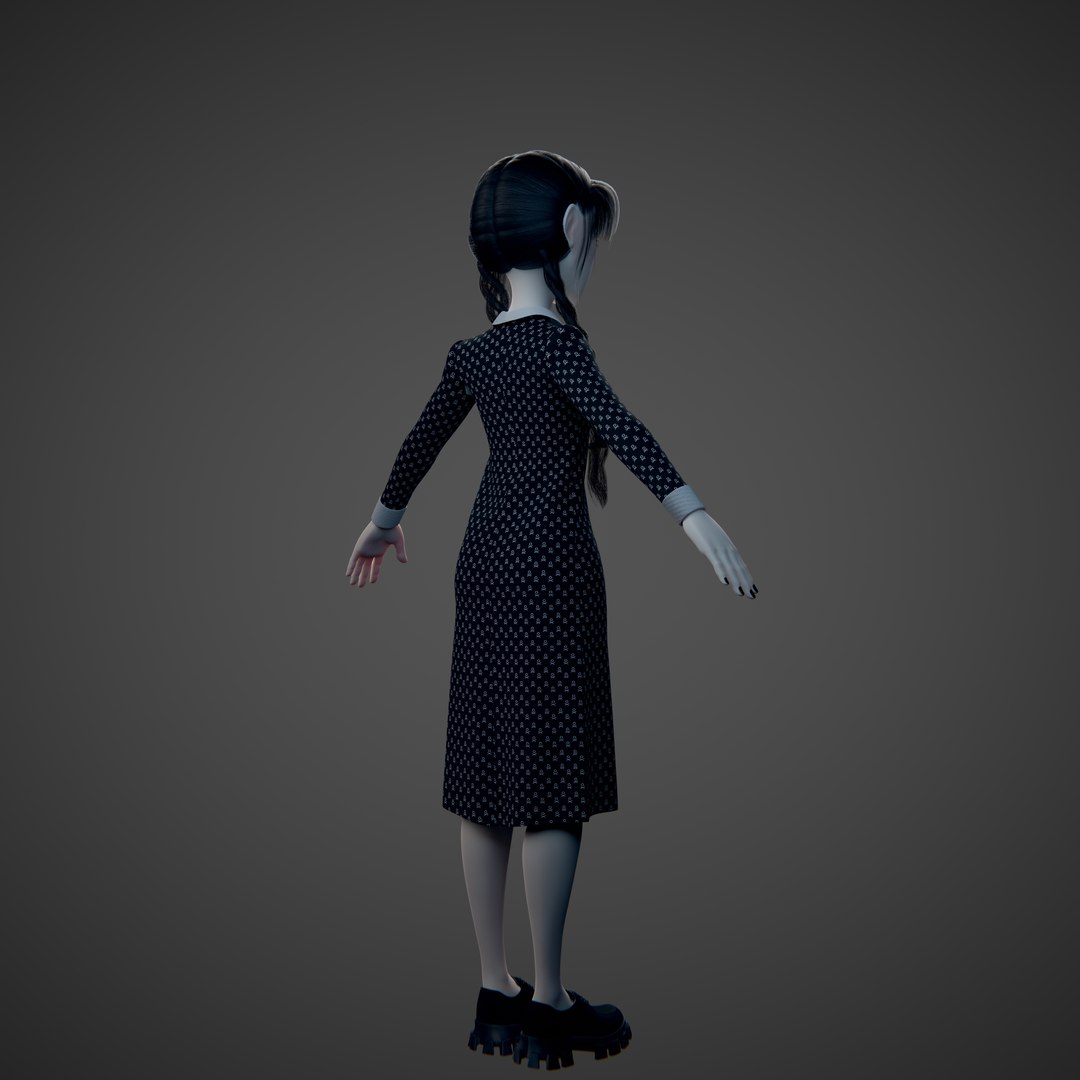 Stylized Character Wednesday Addams Low-poly V2 3D - TurboSquid 2020067
