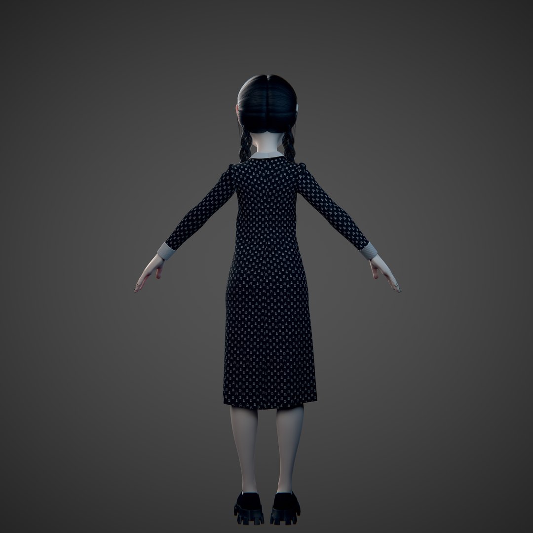 Stylized Character Wednesday Addams Low-poly V2 3D - TurboSquid 2020067