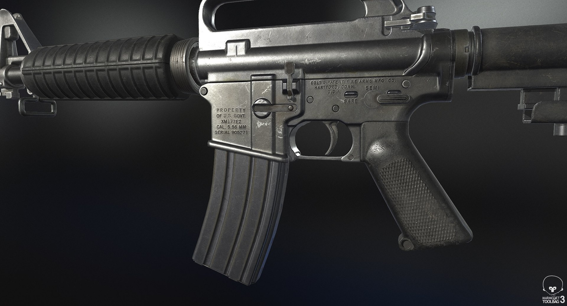 Xm177 grenade launcher 3D model - TurboSquid 1203528